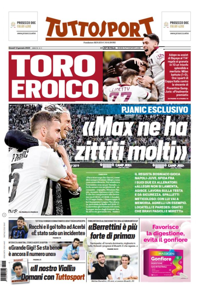 PRIMA PAGINA - Tuttosport apre con le parole di Pjanic: "Max ne ha ...