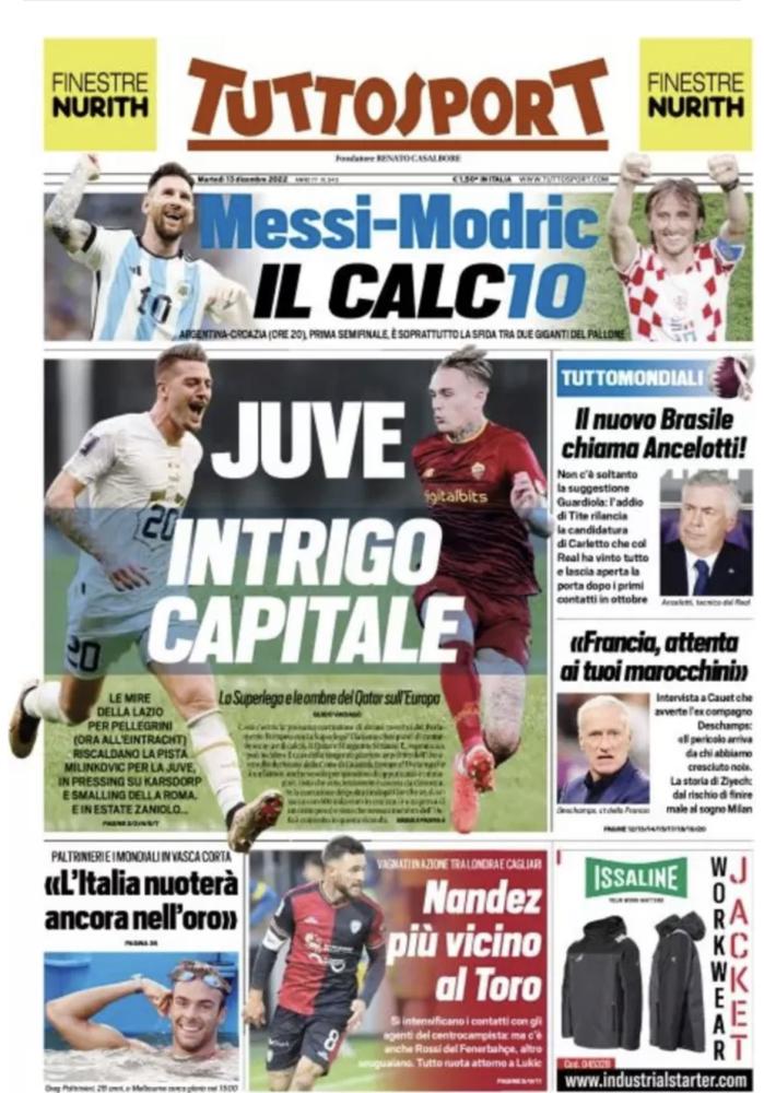 PRIMA PAGINA - Tuttosport: “Messi-Modric: il calcio”
